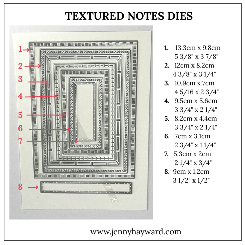 WEDNESDAY’S WOW! 167 – TEXTURED NOTES DIES SIZES – A Stamping Journey
